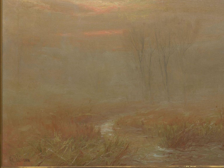 “Autumn Stream” American Tonal Impressionist Landscape Painting by Hal ...
