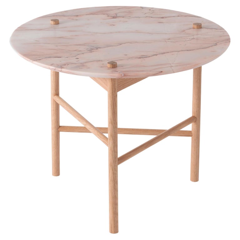 Auxiliar Table, Oak Structure and Hand Carved Marble/Lava Stone Top For ...