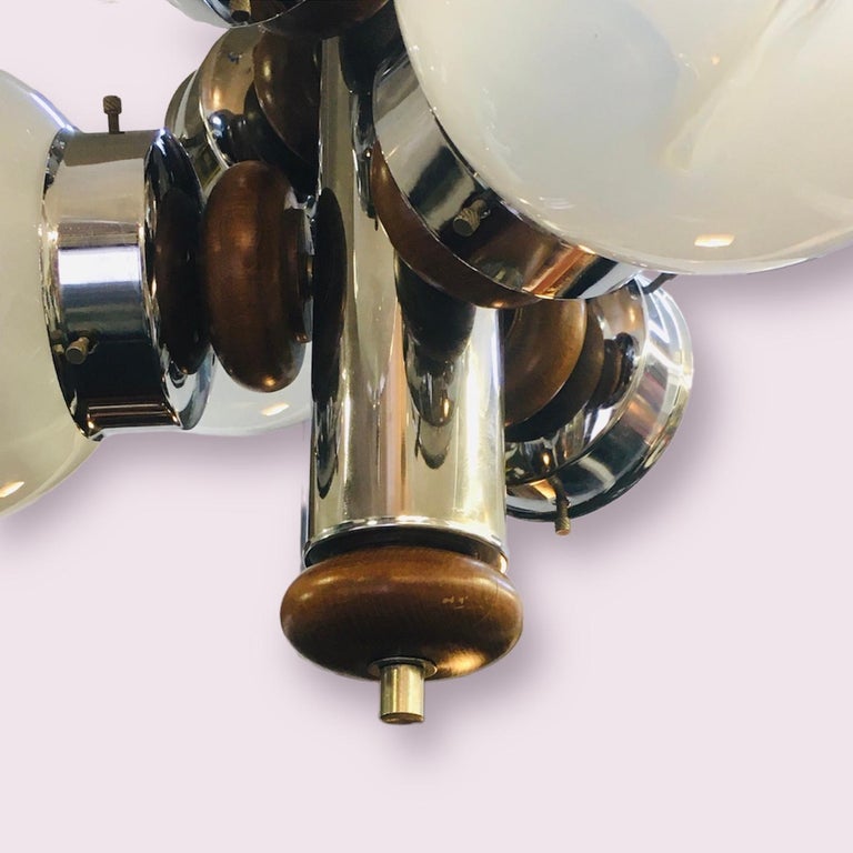 AV Mazzega Murano Glass Pendant Lamp with 5 Lampshades For Sale at 1stDibs