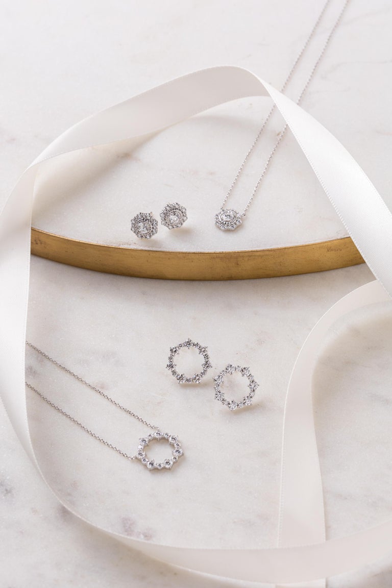 Ava Diamond Flower Pendant in 14K White Gold For Sale at 1stDibs