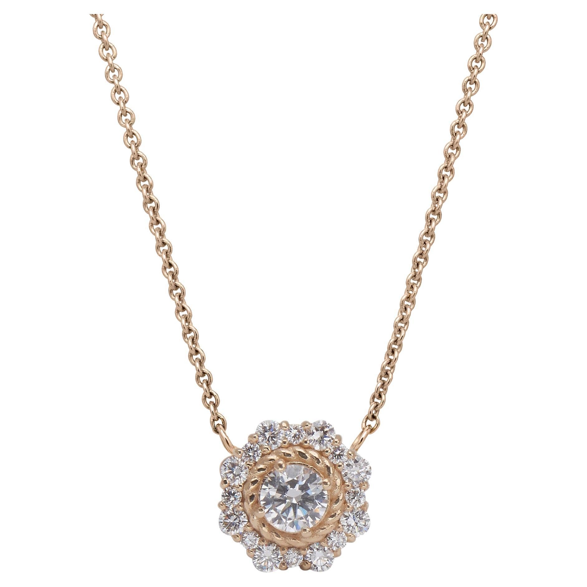 Diamond Ava Circle Pendant in 14K Yellow Gold For Sale at 1stDibs