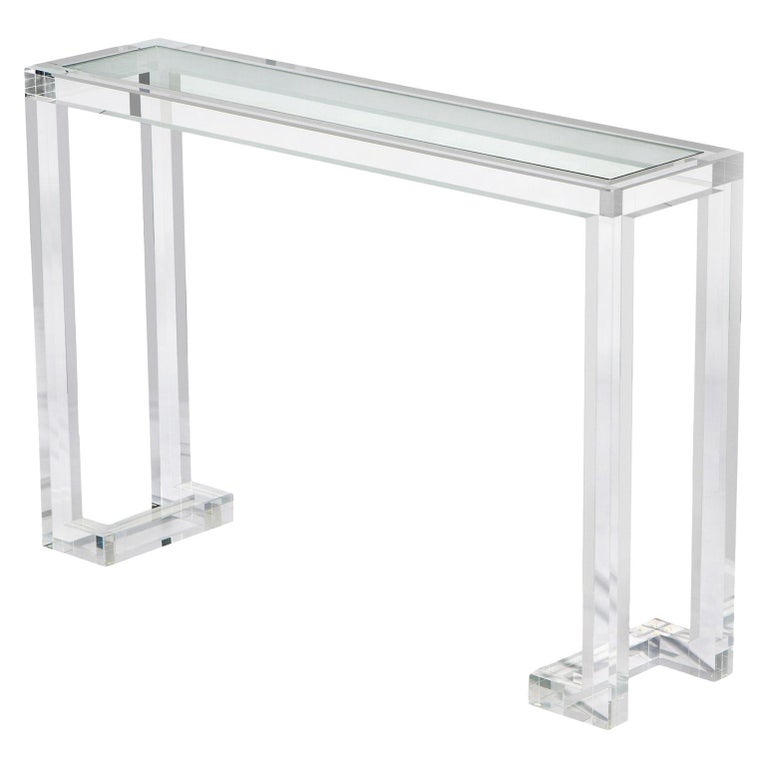 Ava Lucite Console Table with Glass Top at 1stDibs