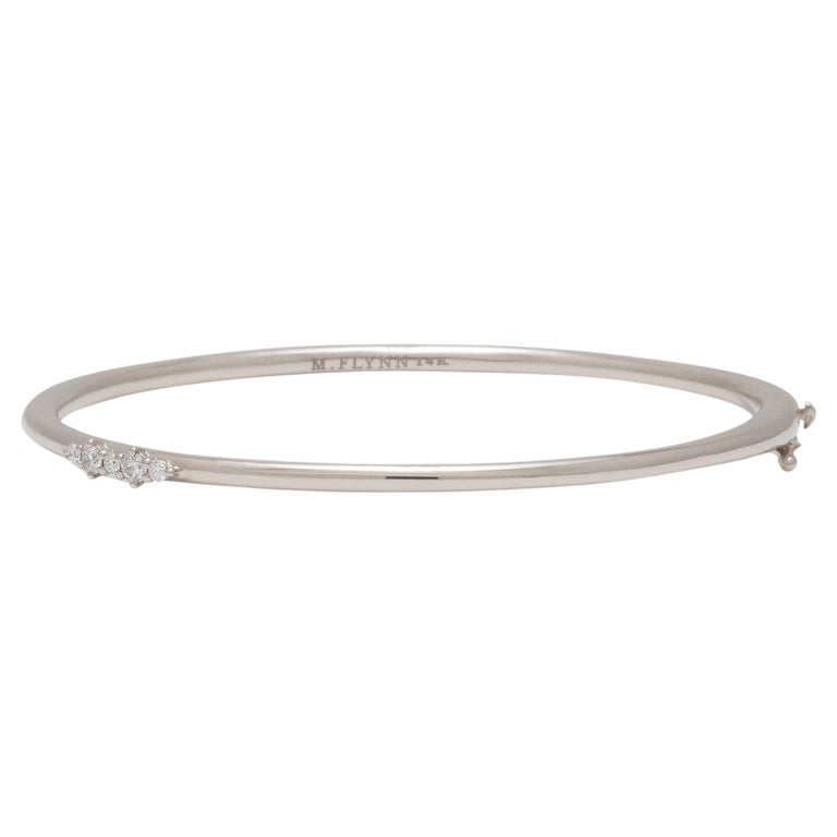 Ava Partial Diamond Bangle 14K White Gold For Sale at 1stDibs