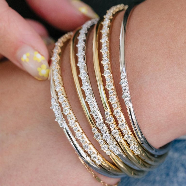 Ava Partial Diamond Bangle 14K Yellow Gold For Sale at 1stDibs