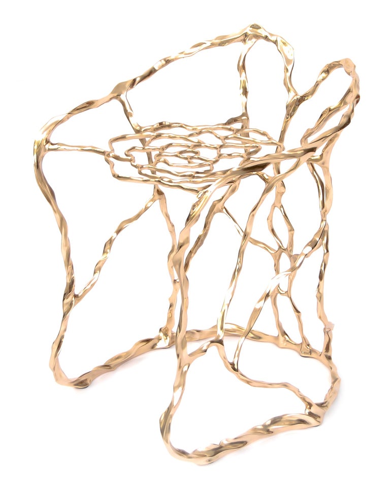 Ava Polished Bronze Bench by Fakasaka Design For Sale at 1stDibs