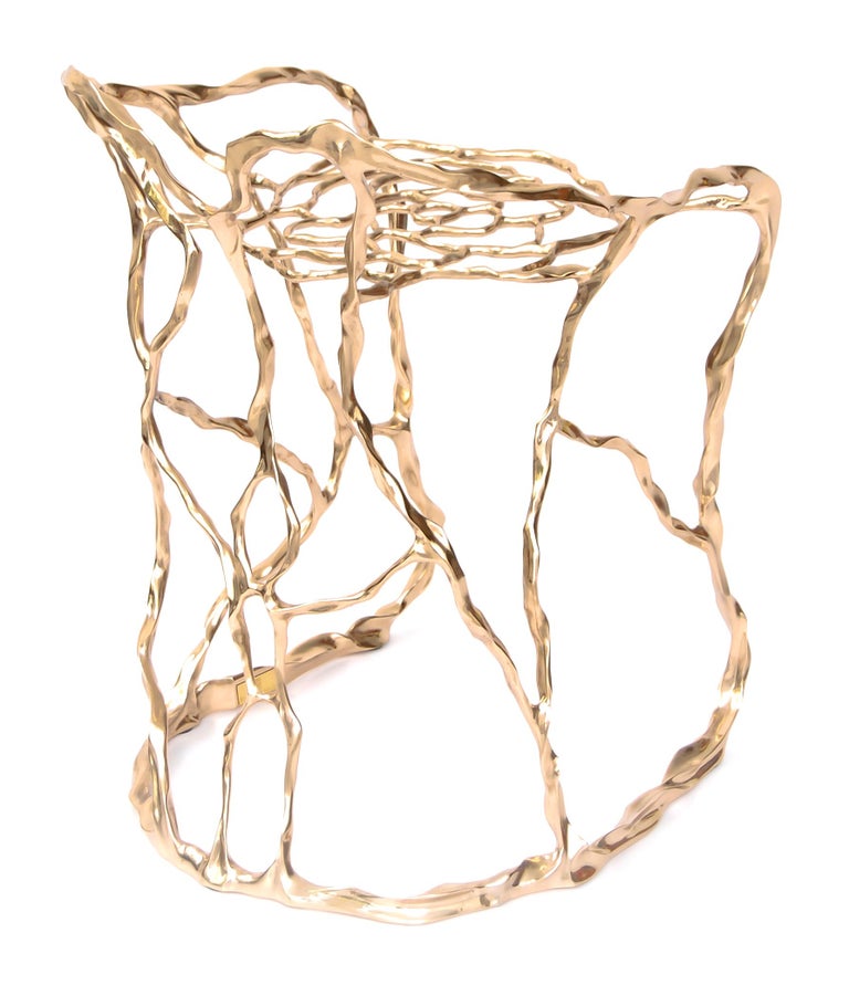 Ava Polished Bronze Bench by Fakasaka Design For Sale at 1stDibs