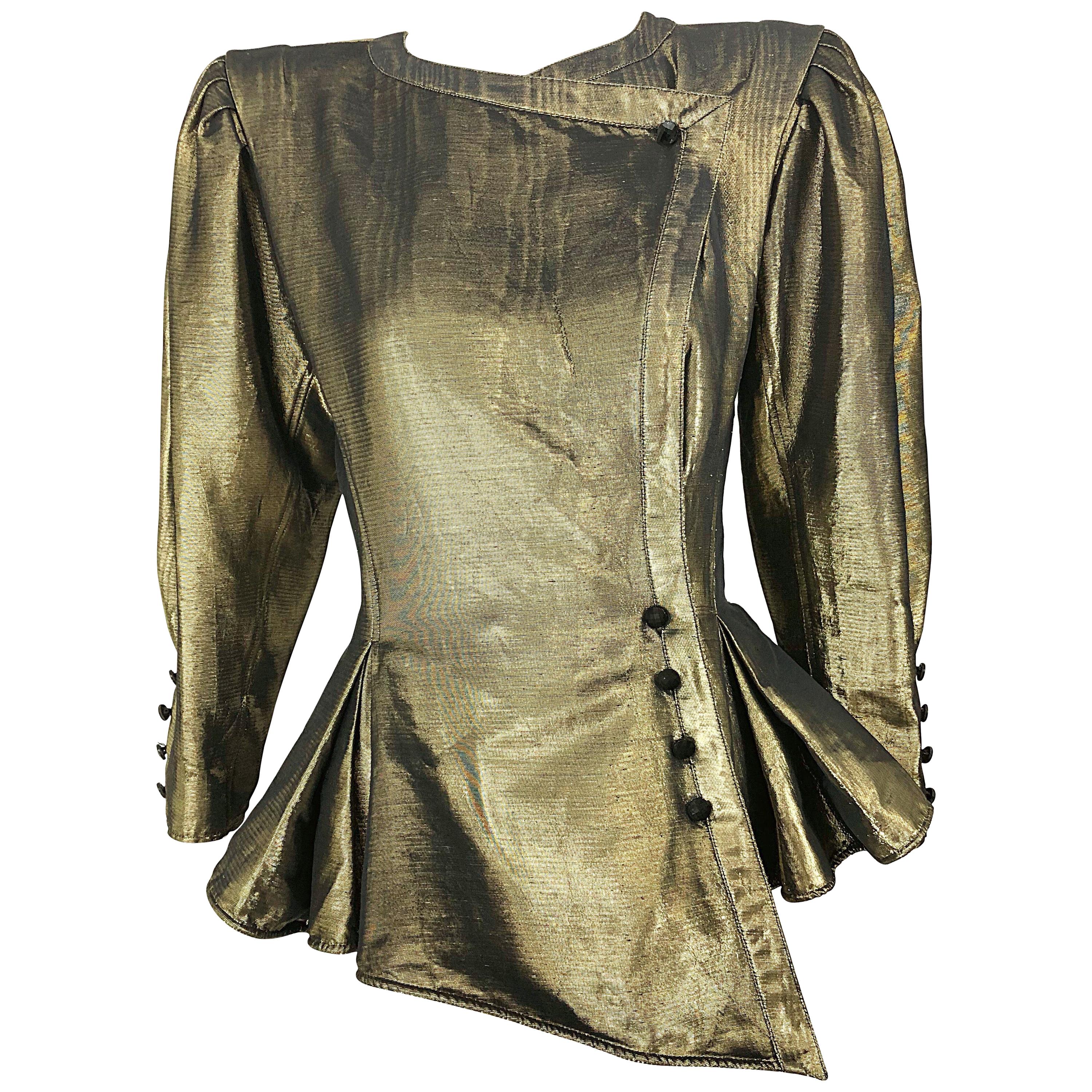 Amazing Vintage Emanuel Ungaro Couture Gold Metallic Avant Garde Peplum ...