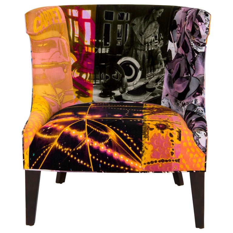 Avant Garde "Passages" Velvet Barrel Back Chair at 1stDibs