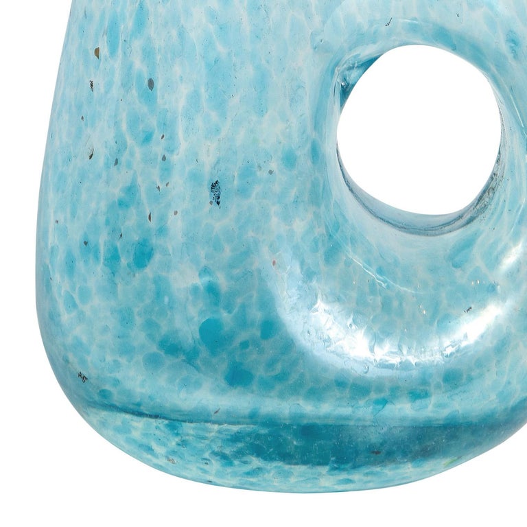 A.V.E.M. Hand Blown Glass with Blue Glass Fragments and Hole, 1950s For ...