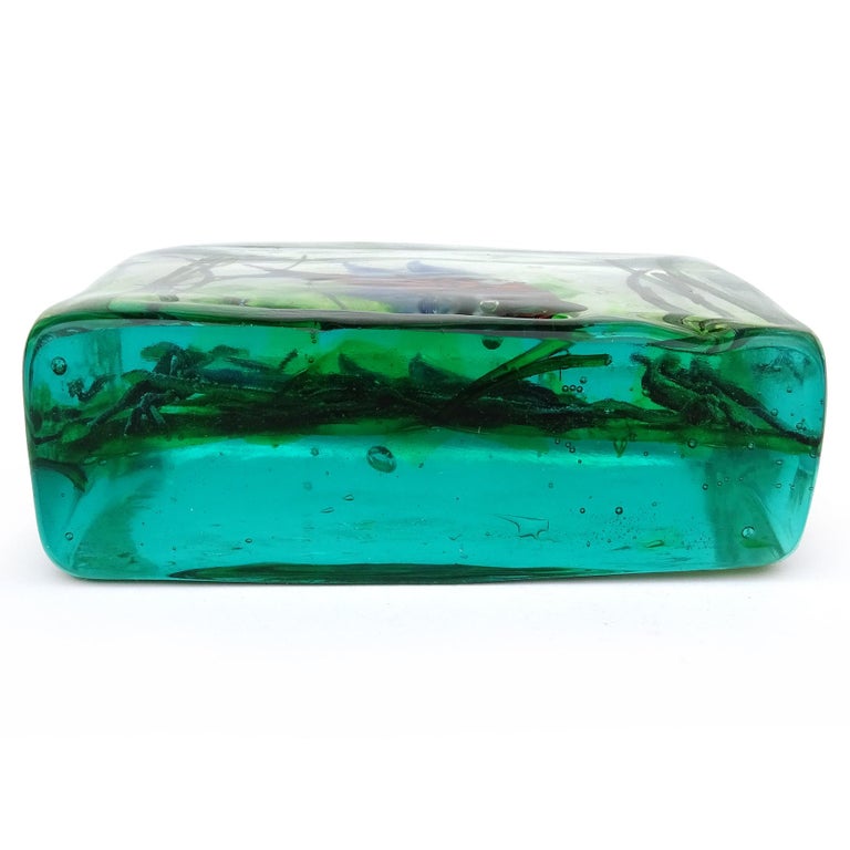 A.Ve.M. Murano Blue Red Green Swimming Fish Italian Art Glass Aquarium ...