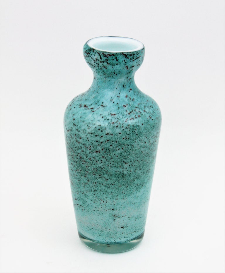 AVEM Murano Turquoise Blue Art Glass Vase, 1950s For Sale at 1stDibs