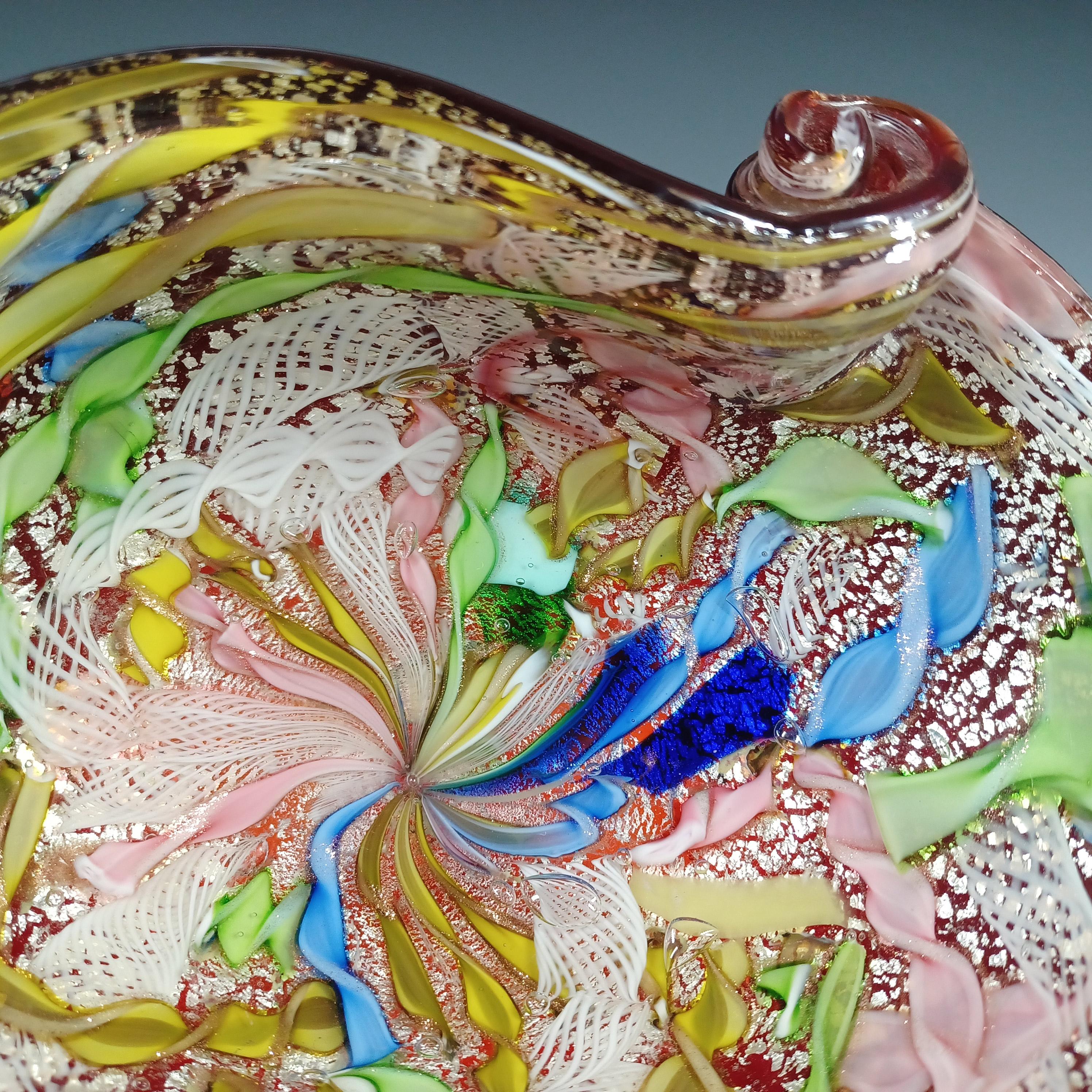 AVEM Murano Zanfirico Bizantino / Tutti Frutti Red Glass Bowl For Sale ...