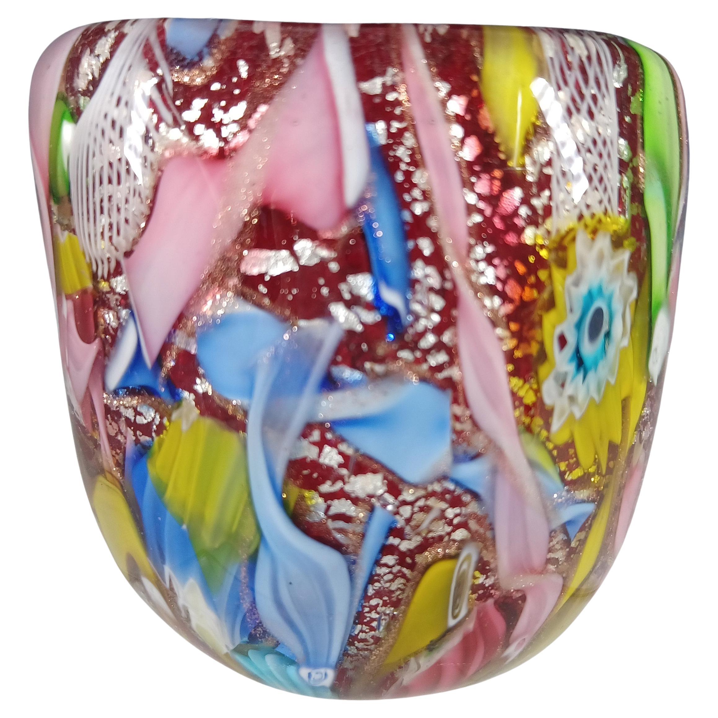 AVEM Murano Zanfirico Bizantino "Tutti Frutti" Red Glass Vase For Sale ...
