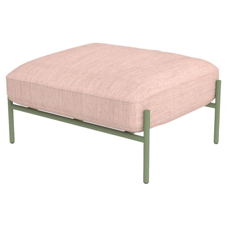 Avenida Mexico Ottoman, Powder-Coated Metal Dark Blue and Fabric For ...