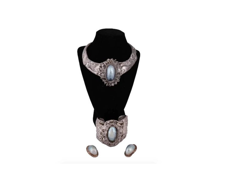 Avi Soffer Silver Mabe Pearl 3 Piece Jewelry Set For Sale at 1stDibs