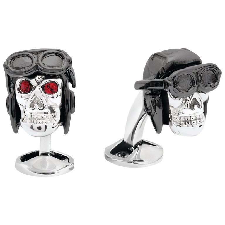 Aviator Skull Cufflinks For Sale at 1stDibs