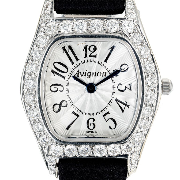 Avignon 1.65 Carat Diamond White Gold Ladies Wristwatch For Sale at 1stDibs