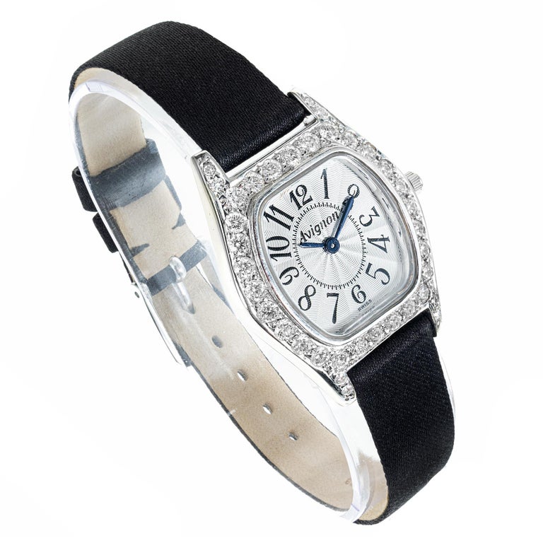 Avignon 1.65 Carat Diamond White Gold Ladies Wristwatch For Sale at 1stDibs
