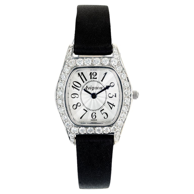 Avignon 1.65 Carat Diamond White Gold Ladies Wristwatch For Sale at 1stDibs