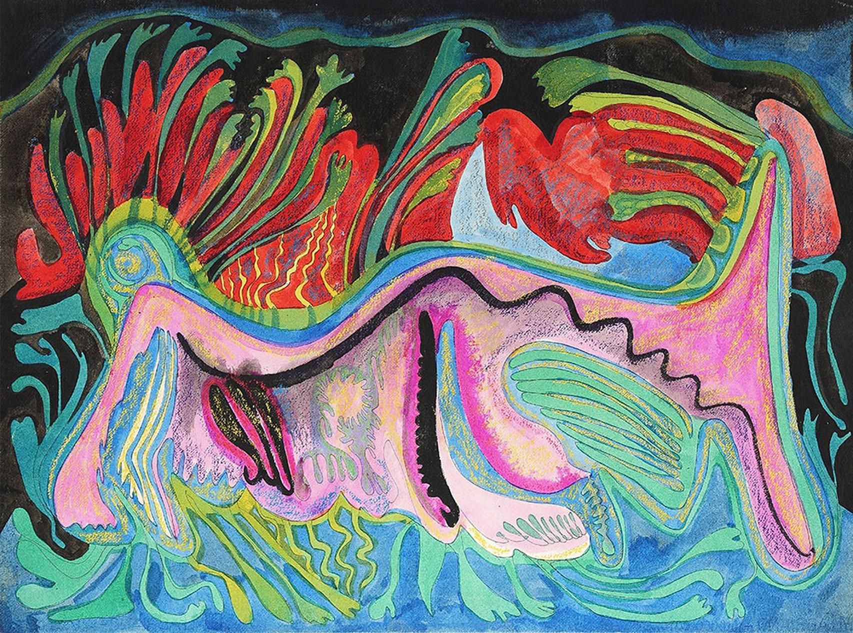 Avinash Chandra Figurative Watercolour Ink And Dry Pastel On Paper