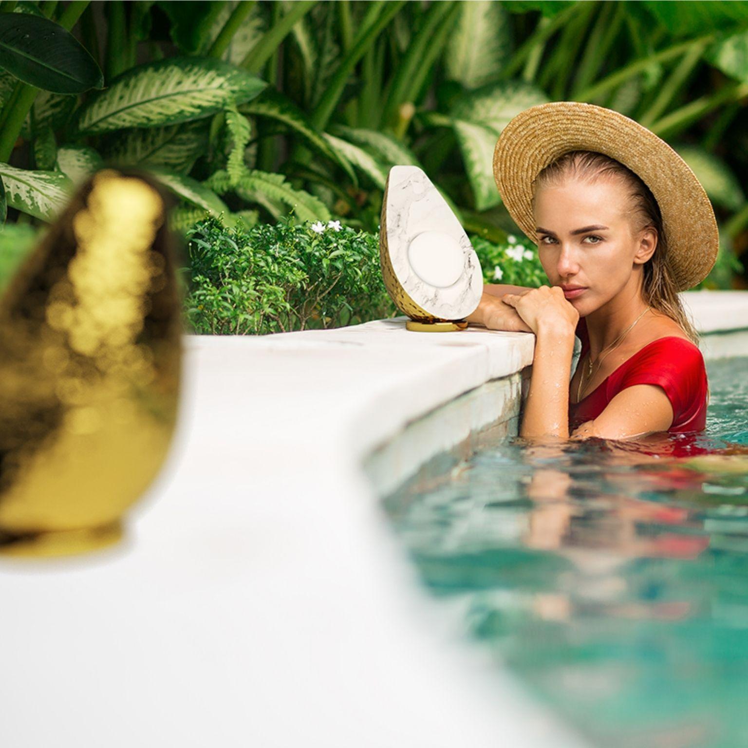 Avocado Modern Ceramic Table Desk Lamp Marble and Gold Detail, Pop Art ...