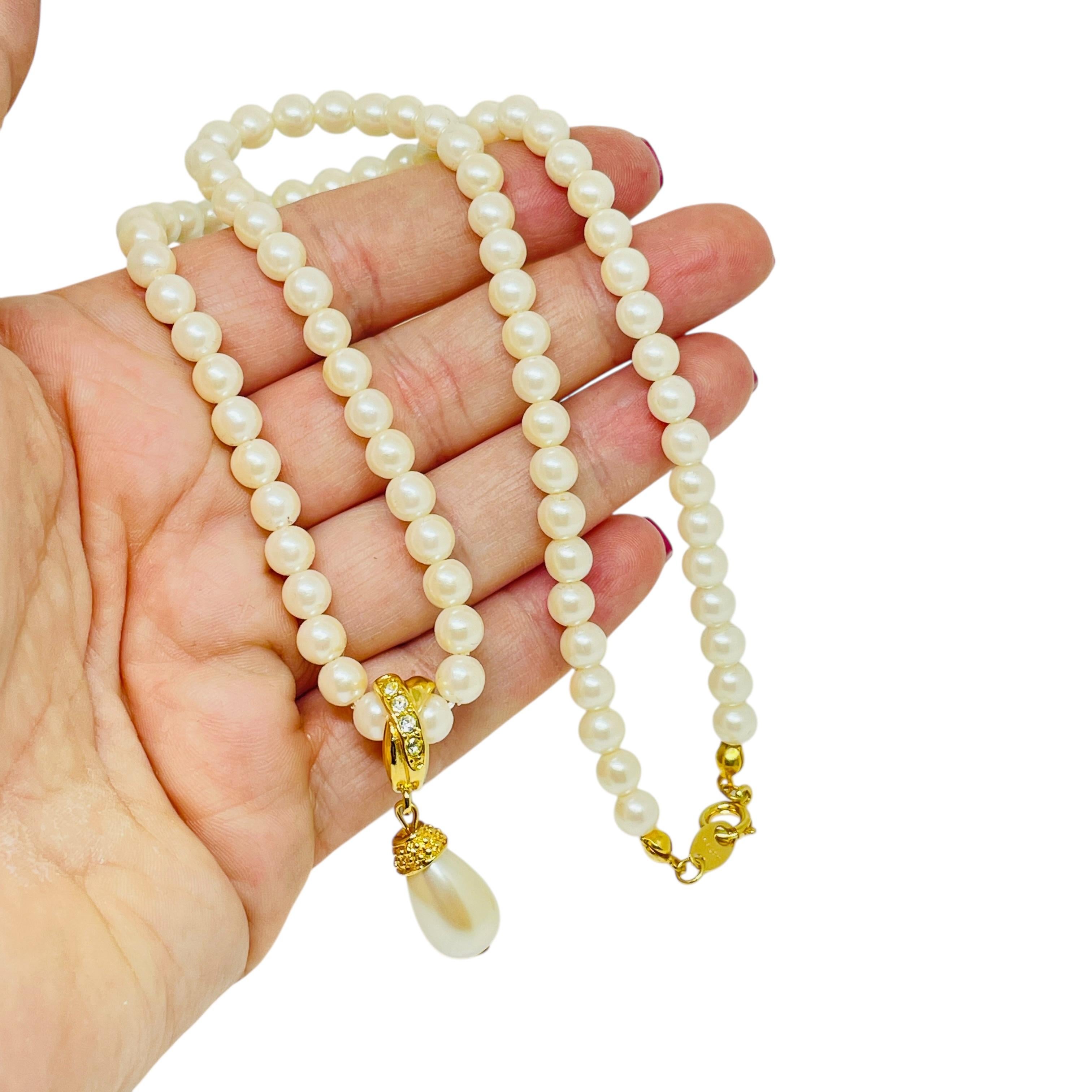 AVON vintage gold tone faux pearls rhinestones designer necklace For ...