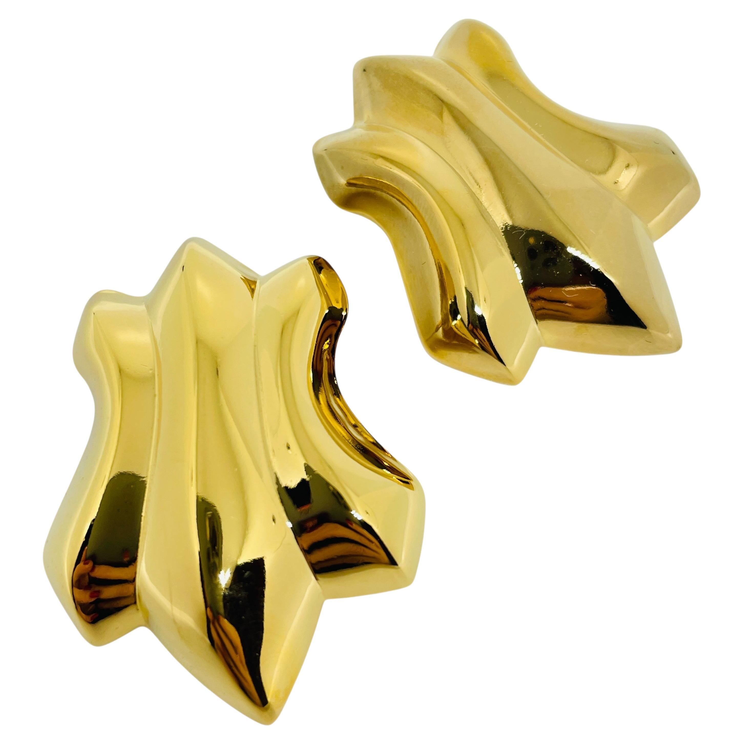 AVON vintage gold tone modernist 'POLISHED SHIELD' designer earrings ...