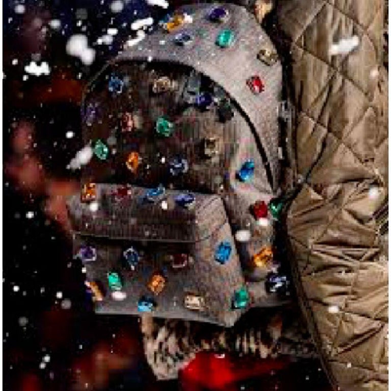 AW15 Moschino Couture Jeremy Scott All Over Colorful Gems Embellished Backpack For Sale at 1stDibs