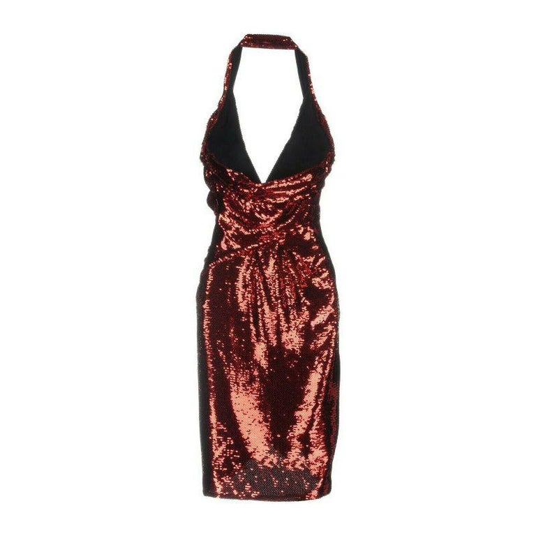 AW15 Moschino Couture Jeremy Scott Red Wrpeffect Sequined Crepe ...
