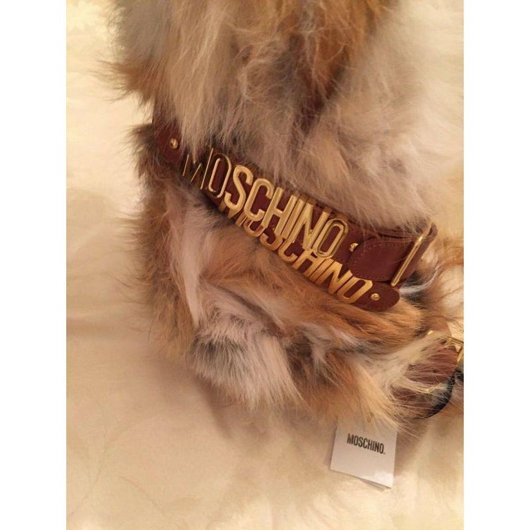 AW15 Moschino Couture x Jeremy Scott Leather and Fox Fur Buckled Snow Boots For Sale at 1stDibs