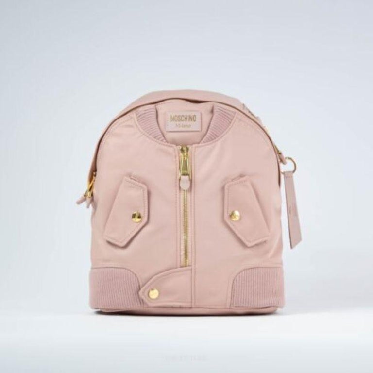 AW17 Moschino Couture Jeremy Scott Peach Bomber Jacket Backpack w/ Gold ...