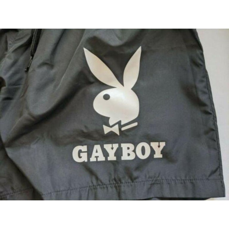 AW19 Moschino Couture x Jeremy Scott x Playboy Gayboy Black Swim Trunks ...