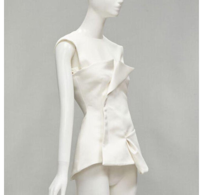 AWAKE MODE cream satin deconstructed lapel peplum corset top FR36 S For ...