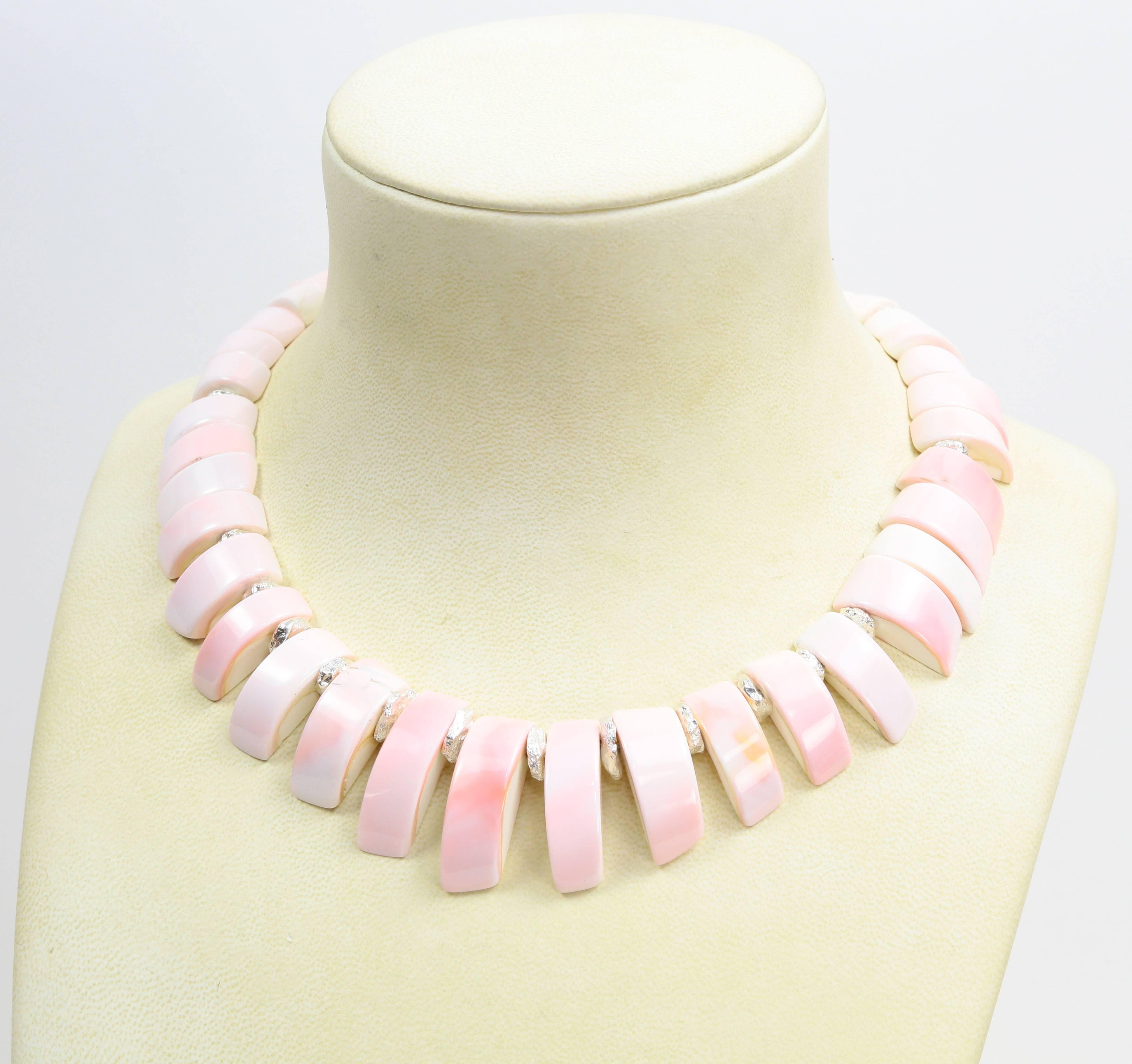 Awesome Blush Pink Conch Shell Statement Necklace For Sale at 1stDibs ...