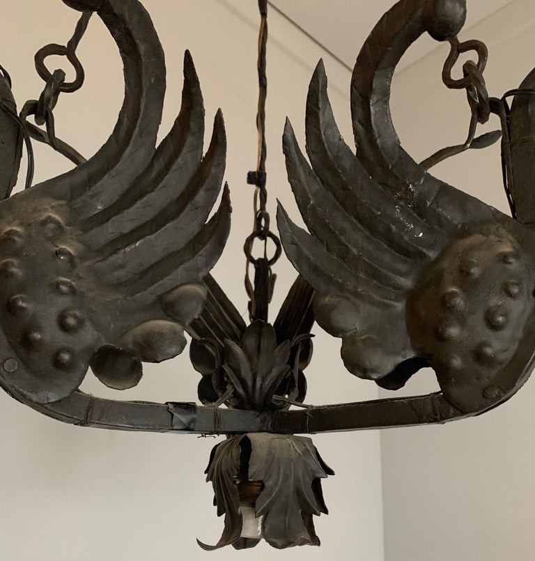 Awesome Italian Pendant / Metal Art Light Fixture with Flying Dragon ...