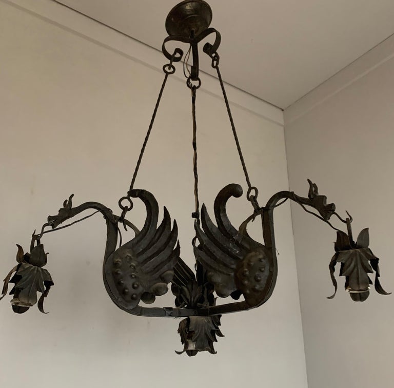 Awesome Italian Pendant / Metal Art Light Fixture with Flying Dragon ...