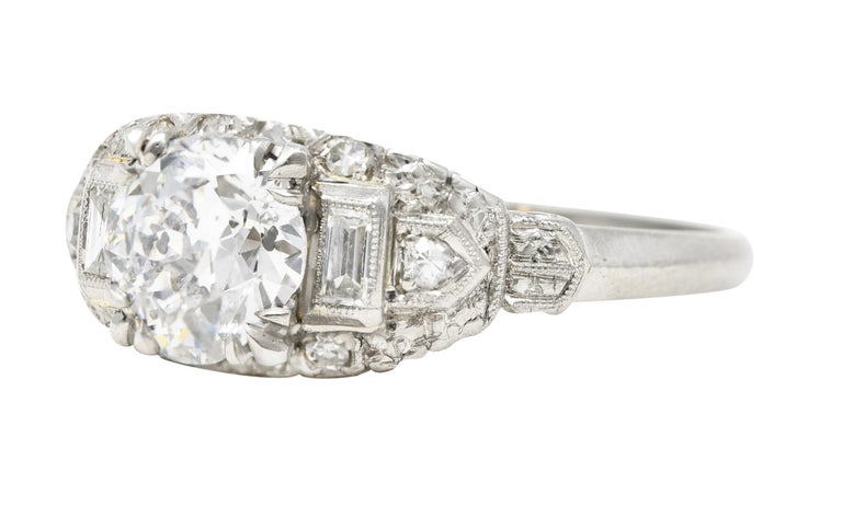 Axel Bros. Art Deco 1.35 Carats Old European Cut Diamond Platinum ...