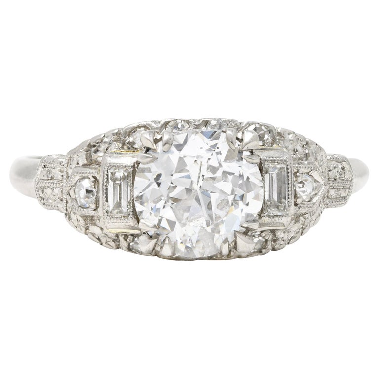 Axel Bros. Art Deco 1.35 Carats Old European Cut Diamond Platinum ...