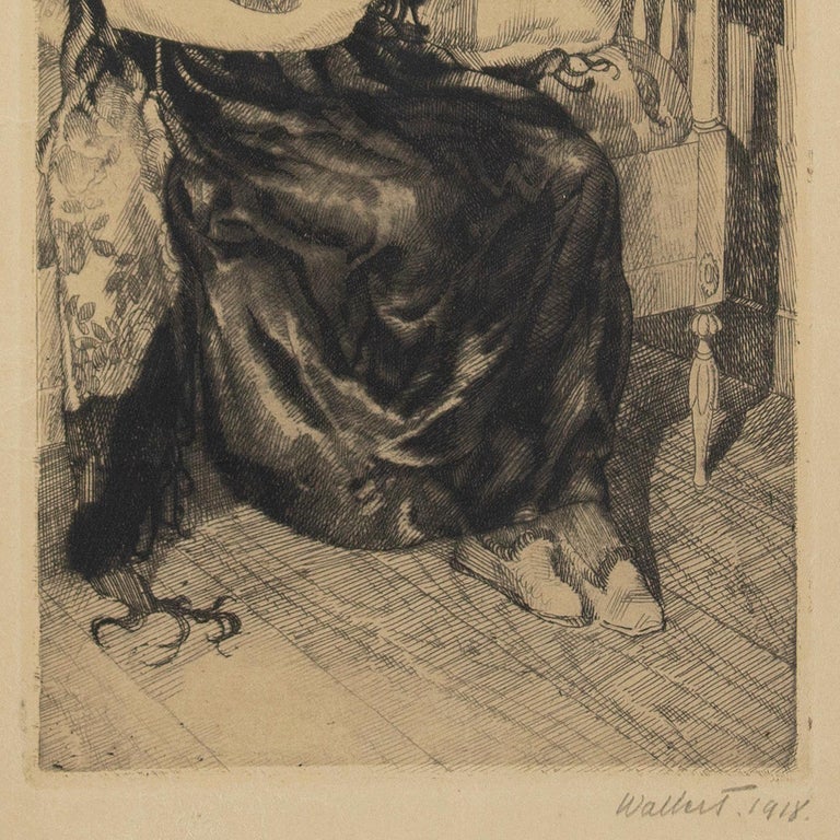 Axel Wallert - Axel Wallert, Seated Woman With Mandolin, Etching For ...