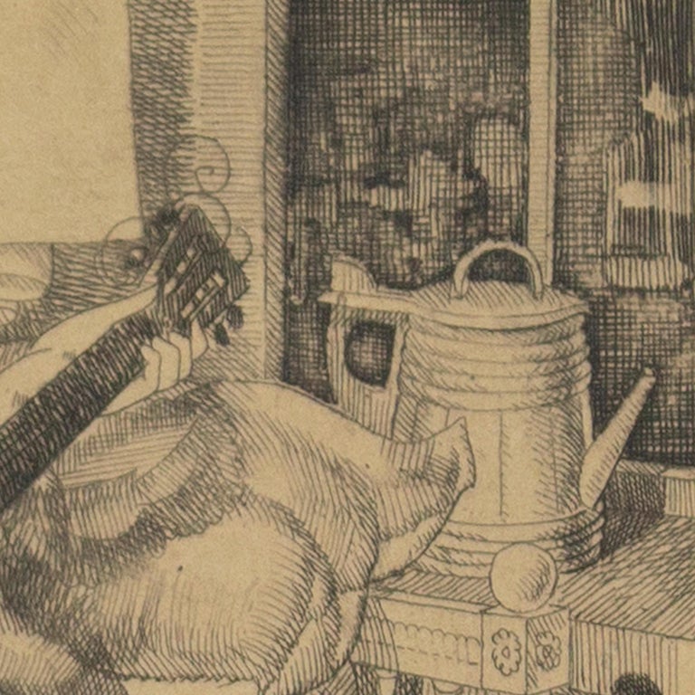 Axel Wallert - Axel Wallert, Seated Woman With Mandolin, Etching For ...