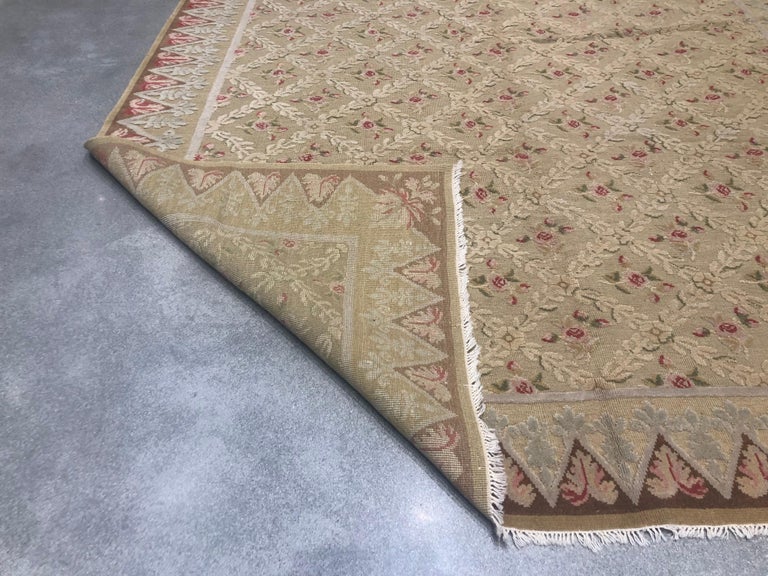 Axminster Pink Roses Area Rug For Sale at 1stDibs