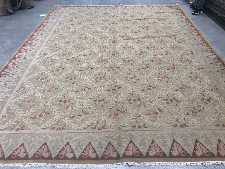 Axminster Pink Roses Area Rug For Sale at 1stDibs