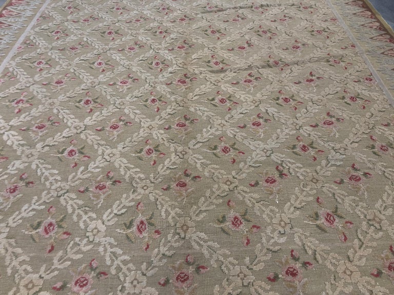 Axminster Pink Roses Area Rug For Sale at 1stDibs