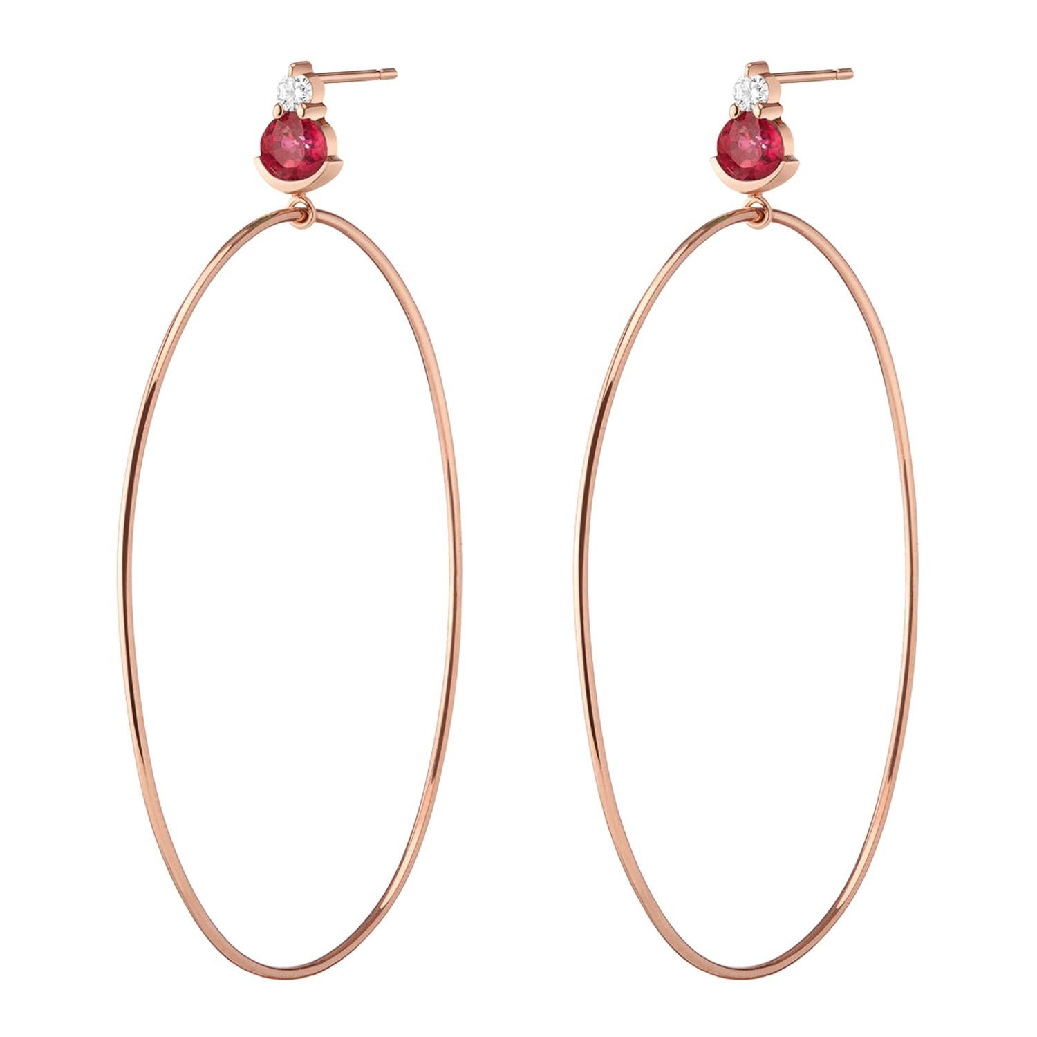 Rose Gold Diamond Hoops at 1stDibs