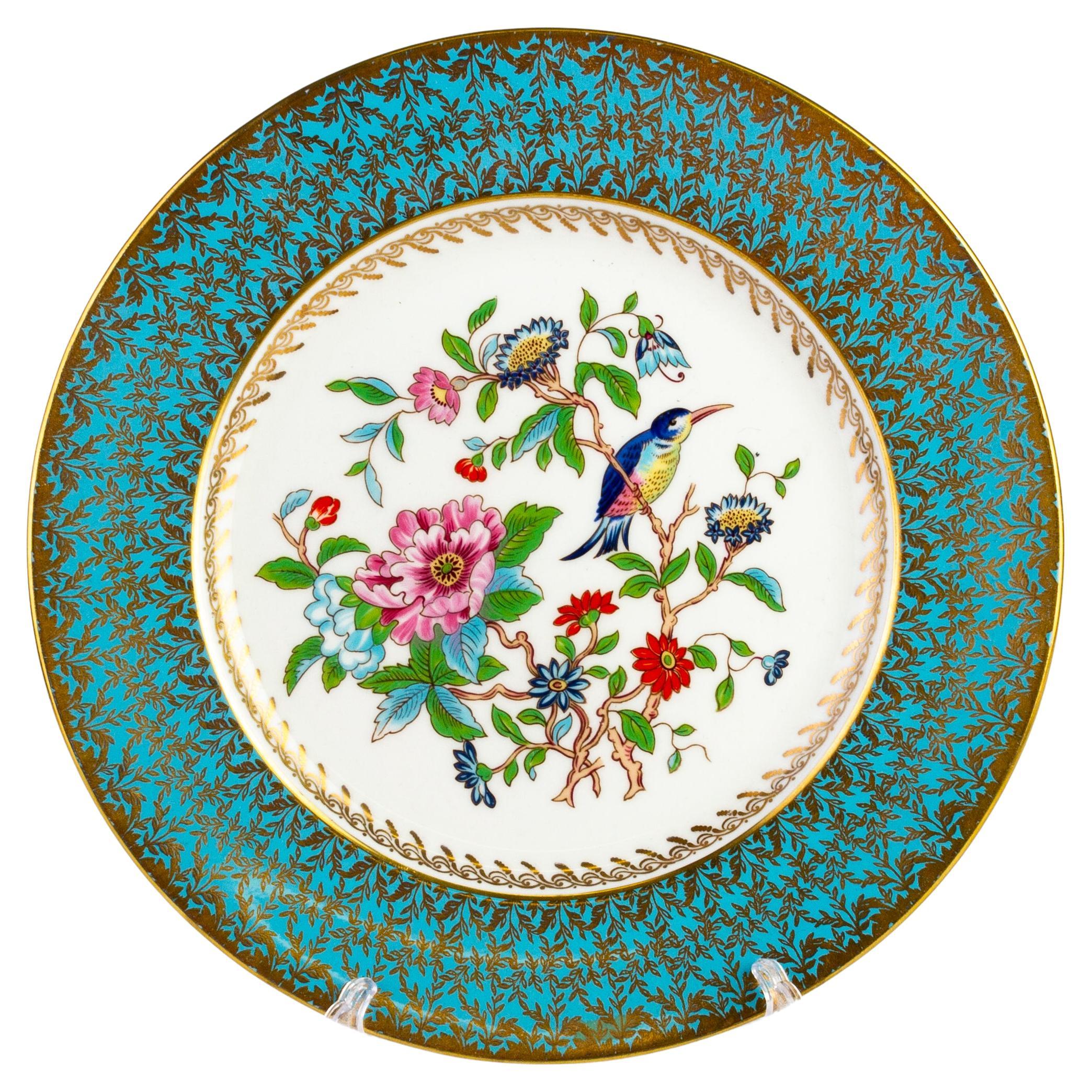 Aynsley English 24KT Gold Porcelain Plate Blossoms and Exotic Bird For ...