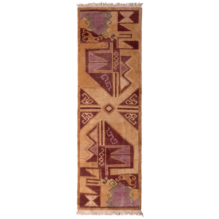 Rug and Kilim's Aztec Inspired Runner Beige-Brown Maroon Tribal Rug For ...