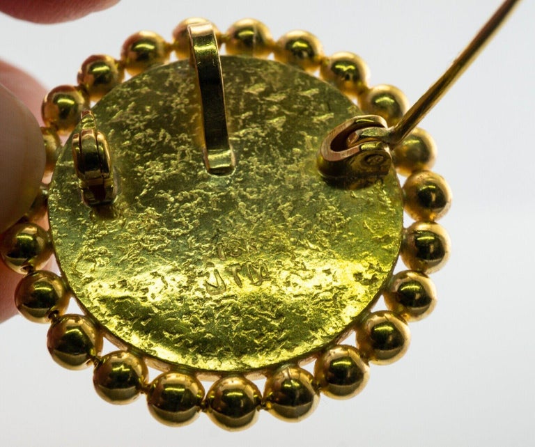 Aztec Peruvian Figure Pendant Brooch 18K Gold For Sale at 1stDibs