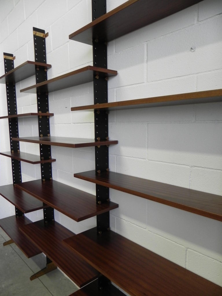 Azucena Ignazio Gardella Book Case LB2 Brass mahogany at 1stDibs