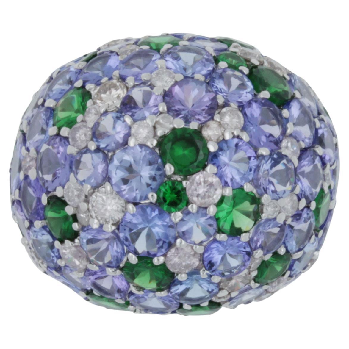 Diamonds, Tanzanite, Tsavorite, Onyx, White gold, Vintage Ring For Sale ...