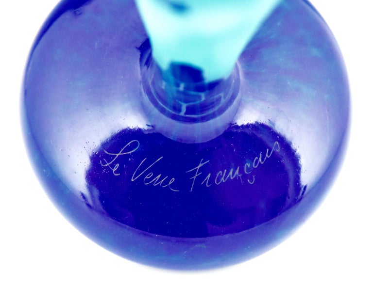 Azurette Art Deco Blue Cameo Glass Vase by Charles Schneider Le Verre ...